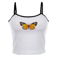 China new fashion tie-dye color butterfly printed  slim crop top women summer tank for sale