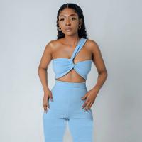 China 2021 summer new sexy one shoulder sportswear new design yoga black lightweight sports outfits women yoga set for sale