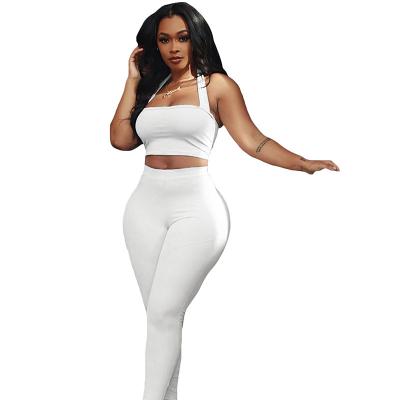 China 2 Pieces Gym Clothing Halter Sports set Crop Tank Tops ladies Bra and pants high Waist yoga sets yoga fitness wear for sale
