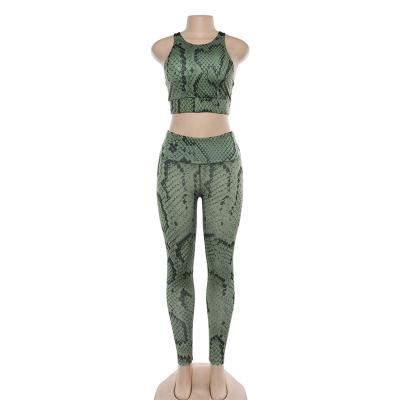 China female printed snakeskin gym activewear sexy women fitness sportswear for sale