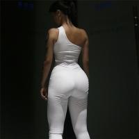 China 2021 new autumn Stretch Cut Out One Piece Jumpsuit Sports Activewear Skinny One Shoulder Women sportswear for sale