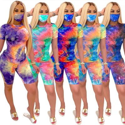 China Wholesale new European and American style women's two-piece sportswear tie-dye craft round neck fashion casual clothes for sale