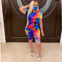 China Wholesale new European and American style women's two-piece sportswear tie-dye craft round neck fashion casual clothes for sale