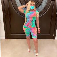 China Wholesale new European and American style women's two-piece sportswear tie-dye craft round neck fashion casual clothes for sale
