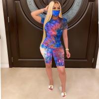 China Wholesale new European and American style women's two-piece sportswear tie-dye craft round neck fashion casual clothes for sale