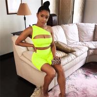 China Women Active Wear Set High Quality Cheap Tracksuits Sexy Hollow Out One Shoulder Sportswear yoga fitness wear for sale
