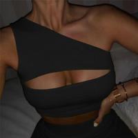 China Women Active Wear Set High Quality Cheap Tracksuits Sexy Hollow Out One Shoulder Sportswear yoga fitness wear for sale