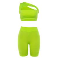 China Women Active Wear Set High Quality Cheap Tracksuits Sexy Hollow Out One Shoulder Sportswear yoga fitness wear for sale