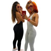 China Trendy new design V-collar sleeveless long pants jumpsuit sportswear yoga women pants sport suit yoga fitness wear for sale