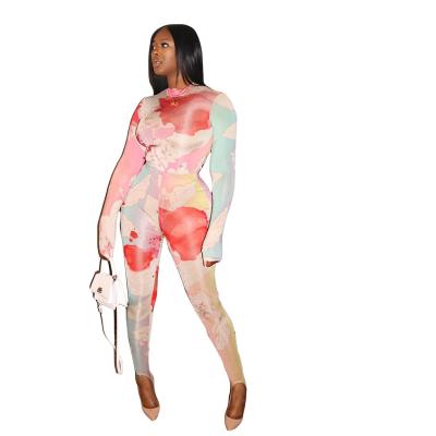 China ladies Sexy Jumpsuit Long Sleeve One Piece sportswear Women back Zipper Length printed yoga set sport suit yoga fitness wear for sale