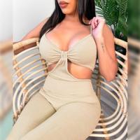 China hot sell female sexy backless gym wear sleeveless hollow-out one piece yoga set tight casual jumpsuits yoga fitness wear for sale