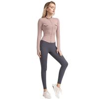 China Custom Flexible Active Wear Women Long Sleeve sportswear Ladies Yoga Jackets Quick-drying fitness clothes Full Zip Yoga Coat for sale