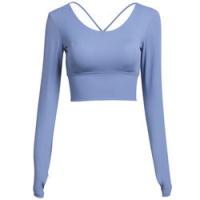 China new design Long Sleeve Fitness clothes Yoga T-shirts Women 2021 Sexy Cross Back Activewear Workout Crop Tops for sale