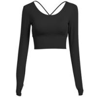 China new design Long Sleeve Fitness clothes Yoga T-shirts Women 2021 Sexy Cross Back Activewear Workout Crop Tops for sale