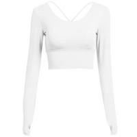 China new design Long Sleeve Fitness clothes Yoga T-shirts Women 2021 Sexy Cross Back Activewear Workout Crop Tops for sale