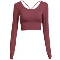 China new design Long Sleeve Fitness clothes Yoga T-shirts Women 2021 Sexy Cross Back Activewear Workout Crop Tops for sale