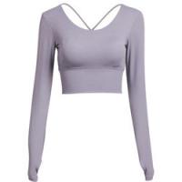 China new design Long Sleeve Fitness clothes Yoga T-shirts Women 2021 Sexy Cross Back Activewear Workout Crop Tops for sale