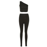 China The new summer women's sexy hollow out one shoulder bare back slim body solid color casual sports suit for sale