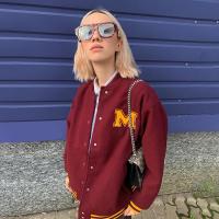 China New autumn winter women splicing long sleeve coat Fashion Letter embroidery jacket baseball sportswear for sale
