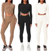 China Hot sale Gym wear For Women Workout fitness clothes High Waist Sports set Yoga Long sleeve Crop Top Legging yoga Set for sale
