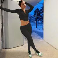 China Hot sale Gym wear For Women Workout fitness clothes High Waist Sports set Yoga Long sleeve Crop Top Legging yoga Set for sale