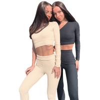 China New Arrival Long Sleeves crop Top Seamless Activewear Breathable sportswear solid color Yoga sets sport suit girls clothing for sale