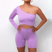 China Women 2 Piece yoga Set Women One Shoulder fitness Clothing Bodysuit Sports Biker Rompers youth sportswear for sale
