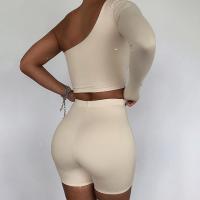 China Women 2 Piece yoga Set Women One Shoulder fitness Clothing Bodysuit Sports Biker Rompers youth sportswear for sale