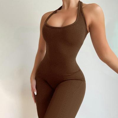 China 2021 women Summer jumpsuit new design suspender vest one piece leisure yoga clothes tight short sports suit for sale