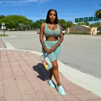China 2021 summer women 2 Pieces sportswear Solid Color Sleeveless Tight gym wear High-Waist Short Tank Top sports Sets for sale