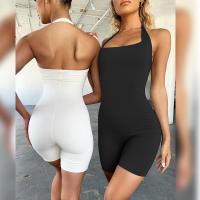 China 2021 summer Solid color Sport Running Halter Sleeveless Backless Skinny Rompers High Quality Women Workout Yoga Sets for sale