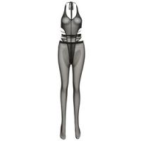 China 2021 summer two new pieces leisure Sports set with net yarn hang neck lace-up high waist backless gym wear for sale