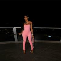 China 2021 summer solid color strapless low-cut skinny jumpsuit wholesale new design popular one piece yoga wear sexy streetwear for sale