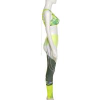 China 2021 summer women's sexy new one-shoulder strap clubwear  print contrast color hollow out tight casual sports suit for sale