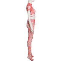 China new design transparent Net yarn perspective Sexy short sleeve sports outfit Solid color fashion two-piece women yoga set for sale