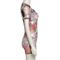 China 2021 summer for women's sexy cut-out mesh print high-waisted strappy sports jumpsuit for sale