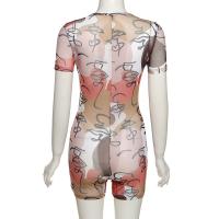 China 2021 summer for women's sexy cut-out mesh print high-waisted strappy sports jumpsuit for sale