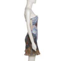 China 2021 New summer women's fashion print tassel strapless clubwear sexy breast wrap street style straight casual jumpsuit for sale