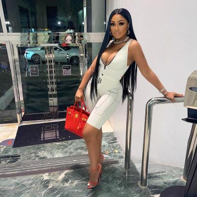 China 2021 summer for women's new sexy low-cut cardigan with zipper high waist tight casual sports jumpsuit for sale