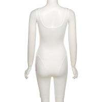 China 2021 summer for women's new sexy low-cut cardigan with zipper high waist tight casual sports jumpsuit for sale