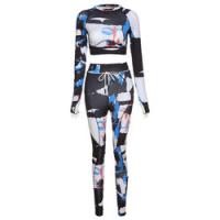 China Wholesale gym workout sports sets women tight breathable yoga set fitness long sleeve 2 piece sportswear for sale