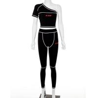 China Spring Fashion Women One Off-the-Shoulder Single Sleeve Long Pants Slim  Fitness Yoga sportswear crop top for sale