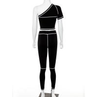 China Spring Fashion Women One Off-the-Shoulder Single Sleeve Long Pants Slim  Fitness Yoga sportswear crop top for sale