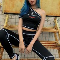 China Spring Fashion Women One Off-the-Shoulder Single Sleeve Long Pants Slim  Fitness Yoga sportswear crop top for sale