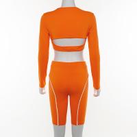 China Women Two Piece Short Set Casual Sportswear bright Long Sleeve Jogging Crop Top Workout Set Sweat Suit for sale