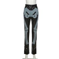 China Wholesale Custom Women Fashion Street Shot PU Imitation Leather High Waist Tight Splicing Casual Jeans Pants for sale
