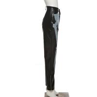China Wholesale Custom Women Fashion Street Shot PU Imitation Leather High Waist Tight Splicing Casual Jeans Pants for sale
