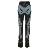China Wholesale Custom Women Fashion Street Shot PU Imitation Leather High Waist Tight Splicing Casual Jeans Pants for sale