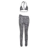 China ladies new sexy zebra-stripe print yoga sets lace-up sleeveless tops furcal pants casual comfortable gym wear for sale