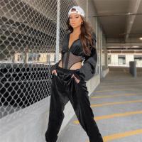 China new Fall mesh sexy see through long sleeve bodysuits yoga pants 2 piece sports outfits women  two pieces sport suit ems for sale